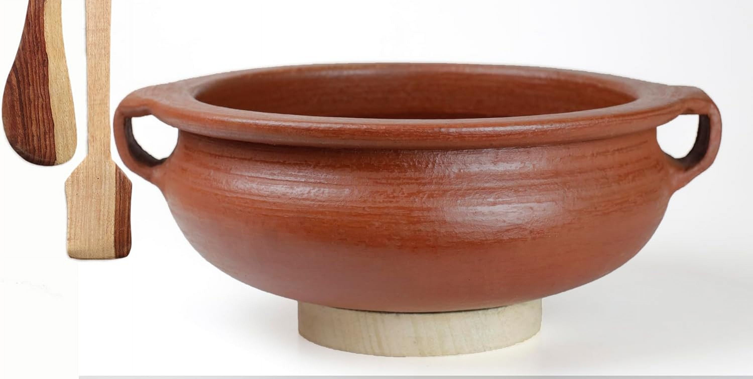 Deep Burned Uncoated Clay Pot With Handle Or Mitti Handi With 2 ...