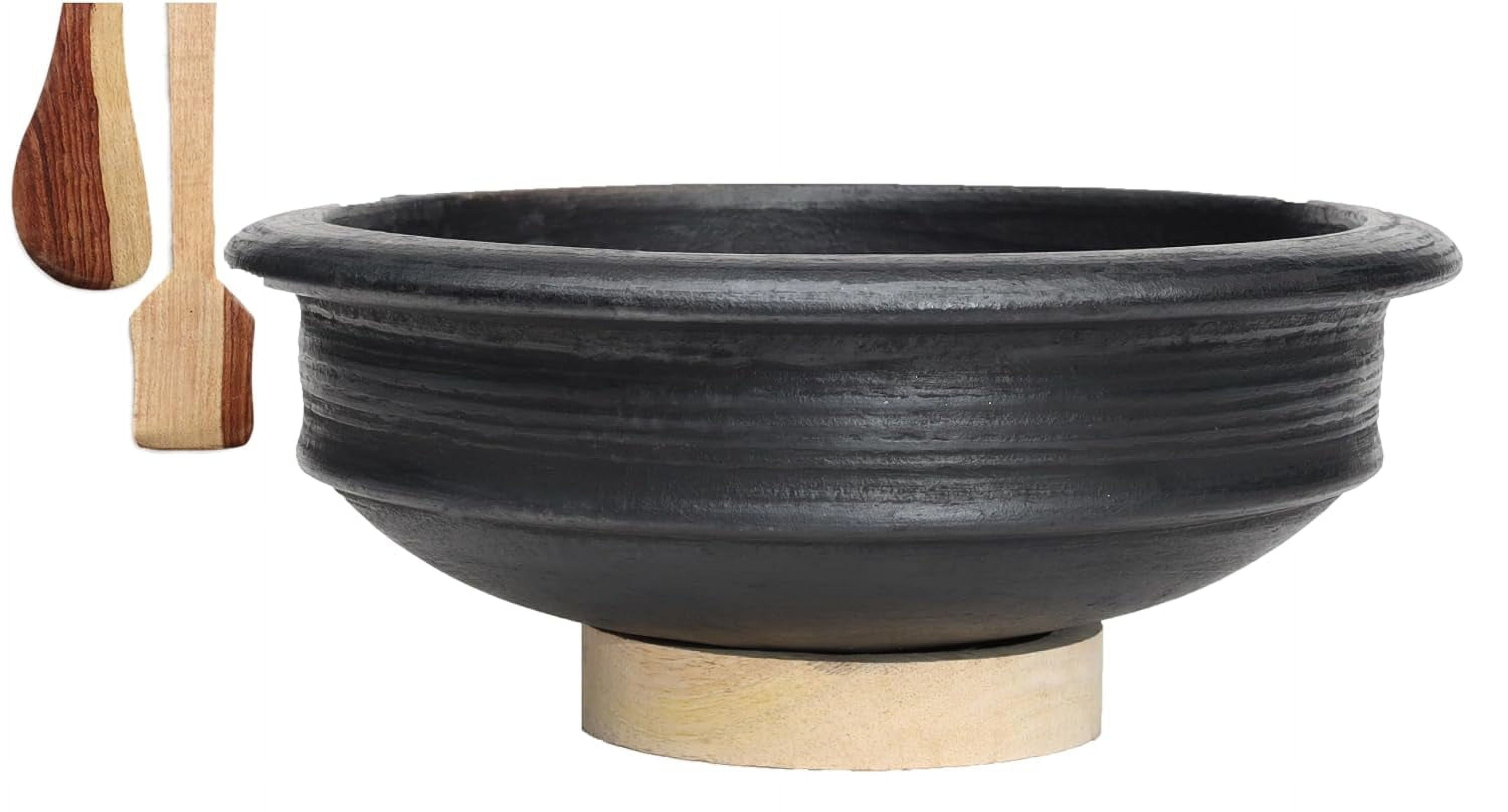 Deep Burned Uncoated Clay Pot Or Mitti Handi With 2 Spatulas ...
