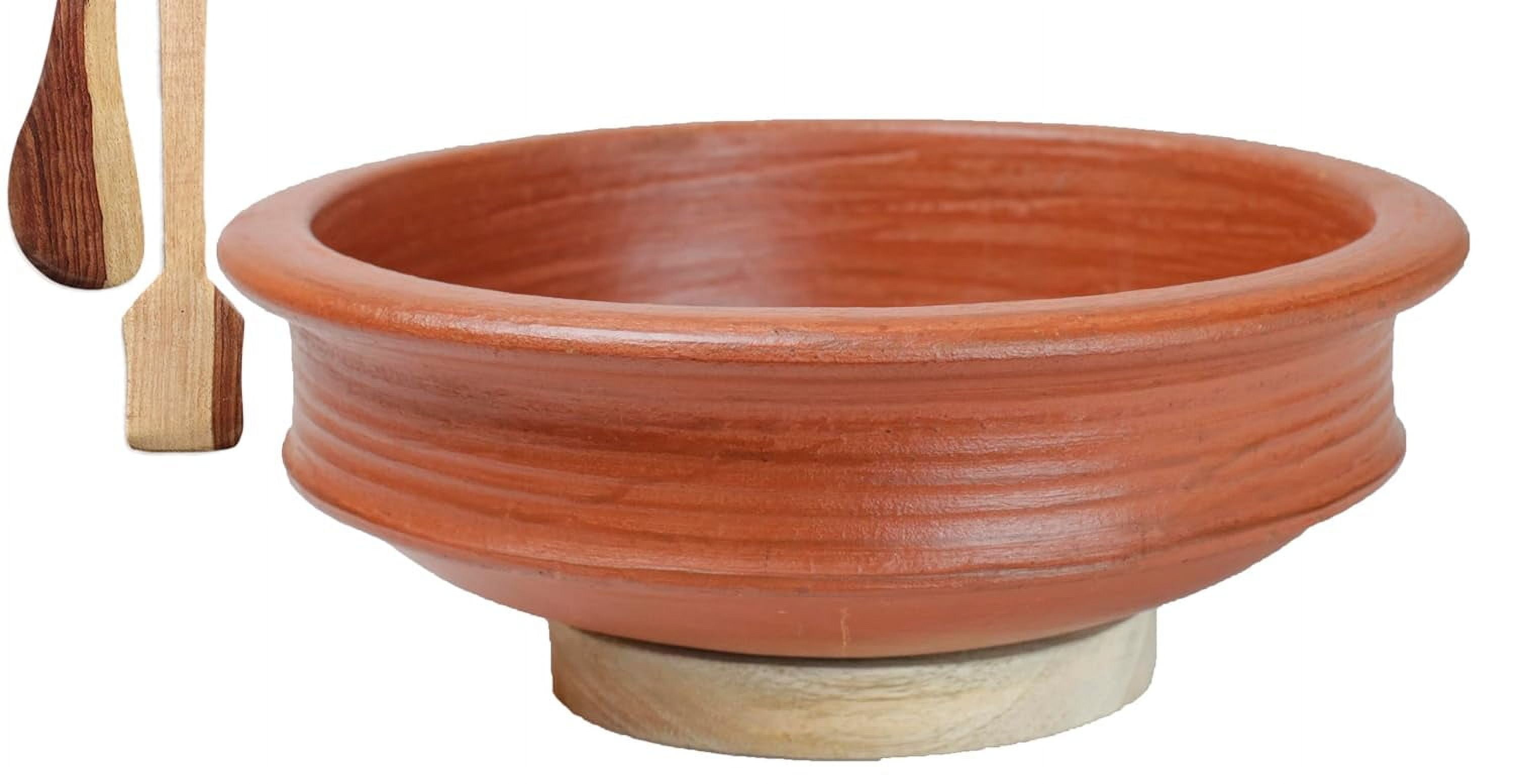 Deep Burned Uncoated Clay Pot Or Mitti Handi With 2 Spatulas ...