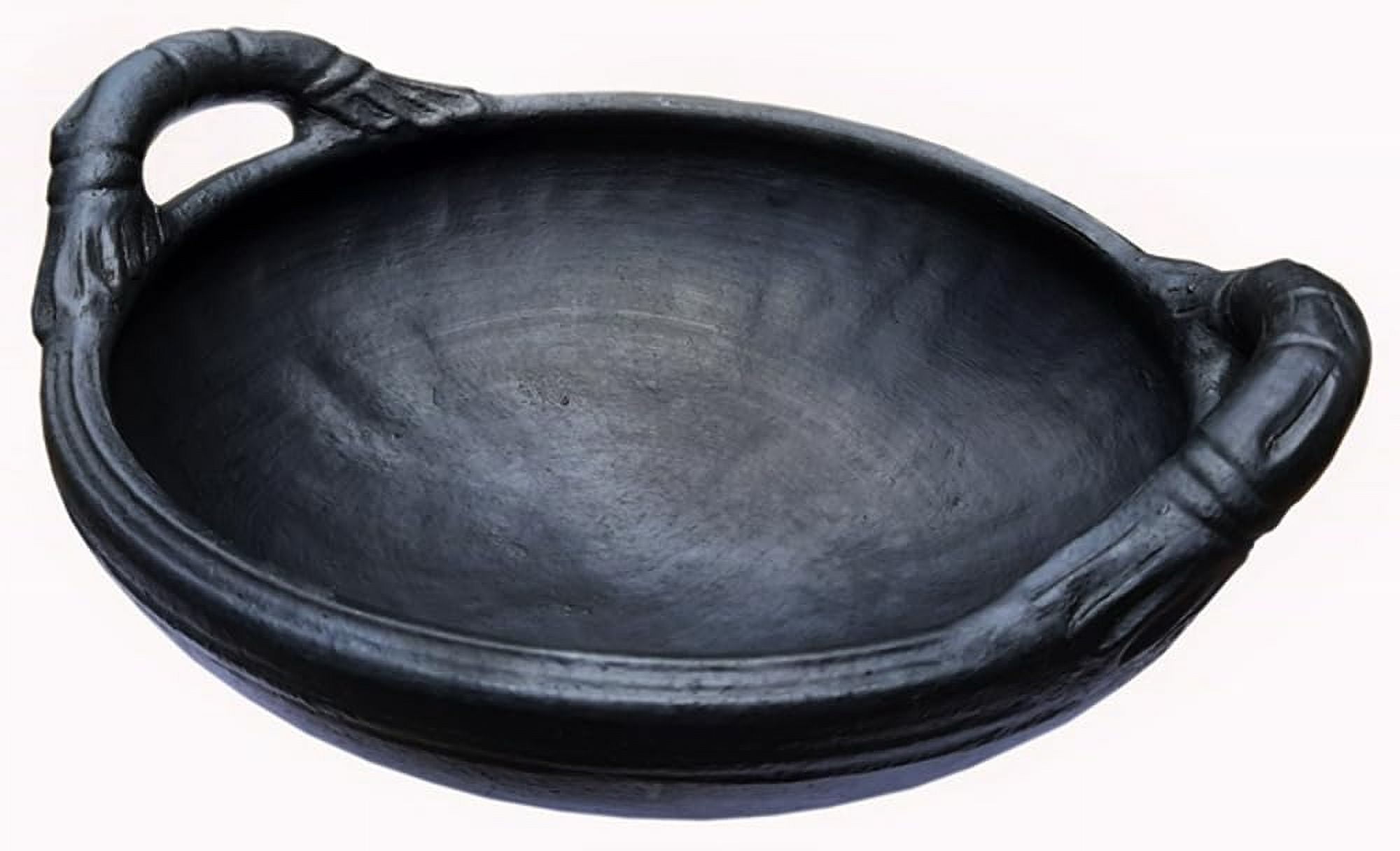 Deep Burned Unglazed Clay Kadhai For Cooking & Serving - Black, 2 ...