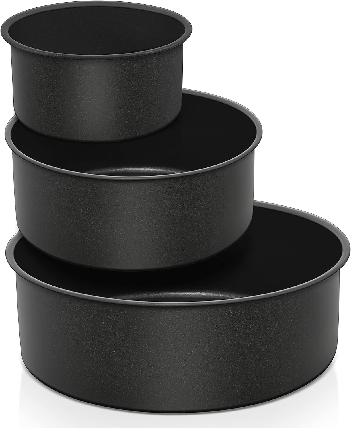 Deep Cake Pan Set of 3 (4/6/8 Inch), Nonstick Stainless Steel Round ...