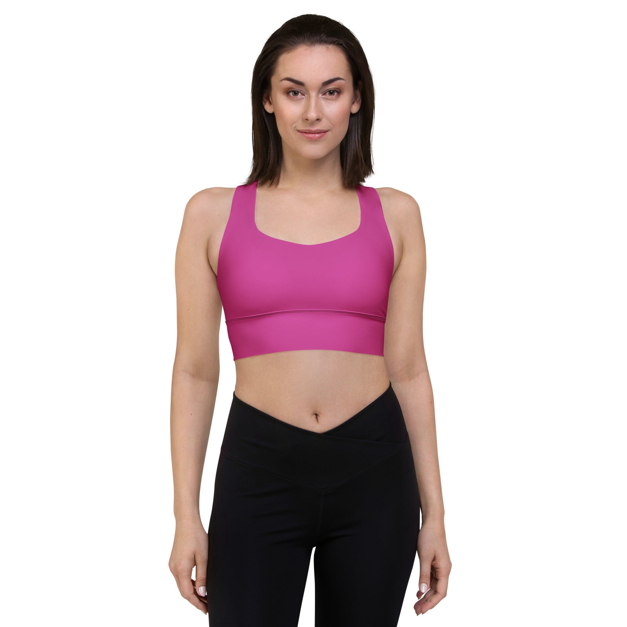 Deep Cerise Sports Bra, Ladies Pink Sports Bra with Lining, Women Pink ...