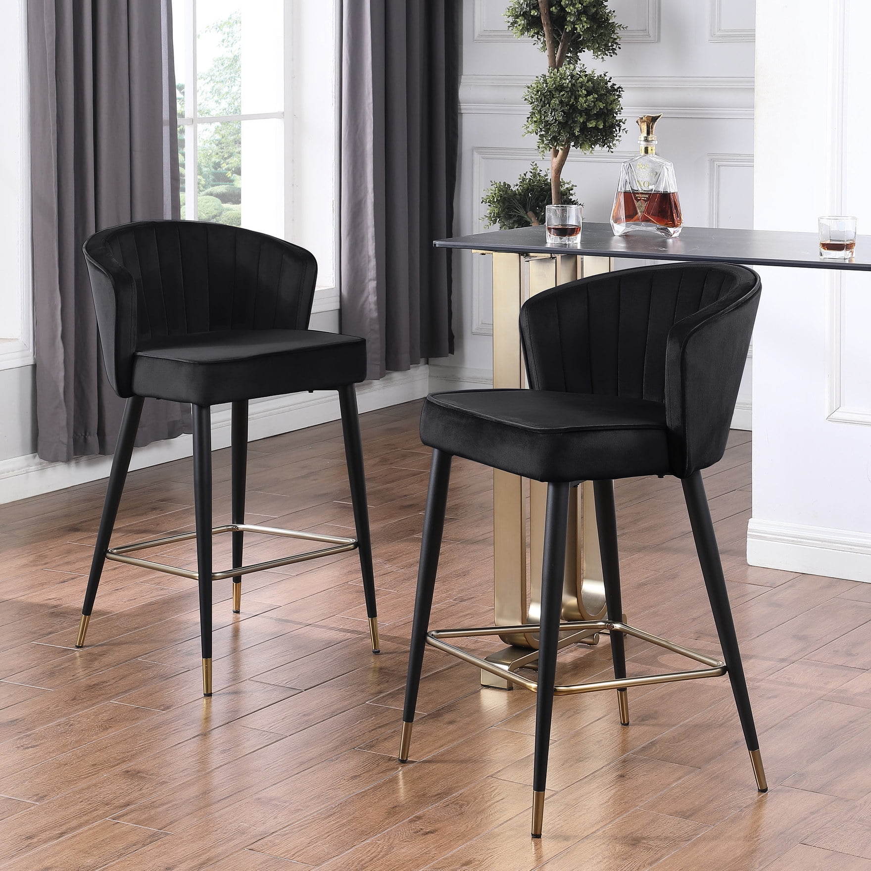 Deep Channel Tufted Velvet Stool - Stylish Addition to Your Dining Area ...