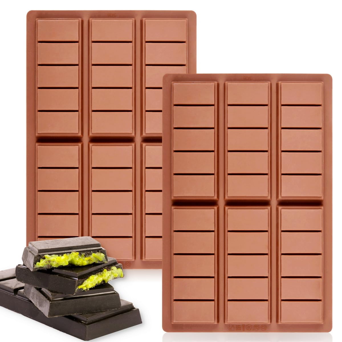 Deep Chocolate Bar Mold, Thick Silicone Chocolate Bar Mold for Stuffed ...