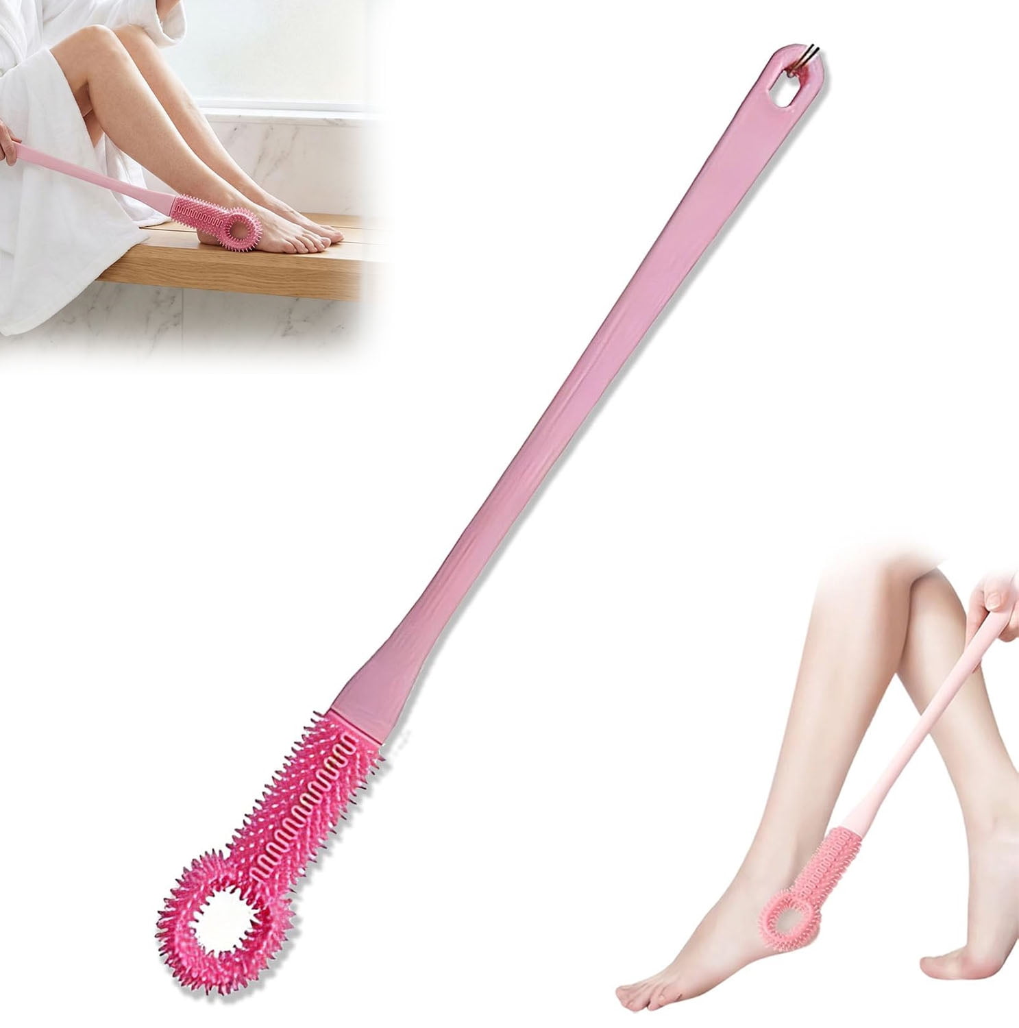 Deep Cleaning Foot Brush, 3-in-1 Long Handled Foot Scrubber with Toe ...