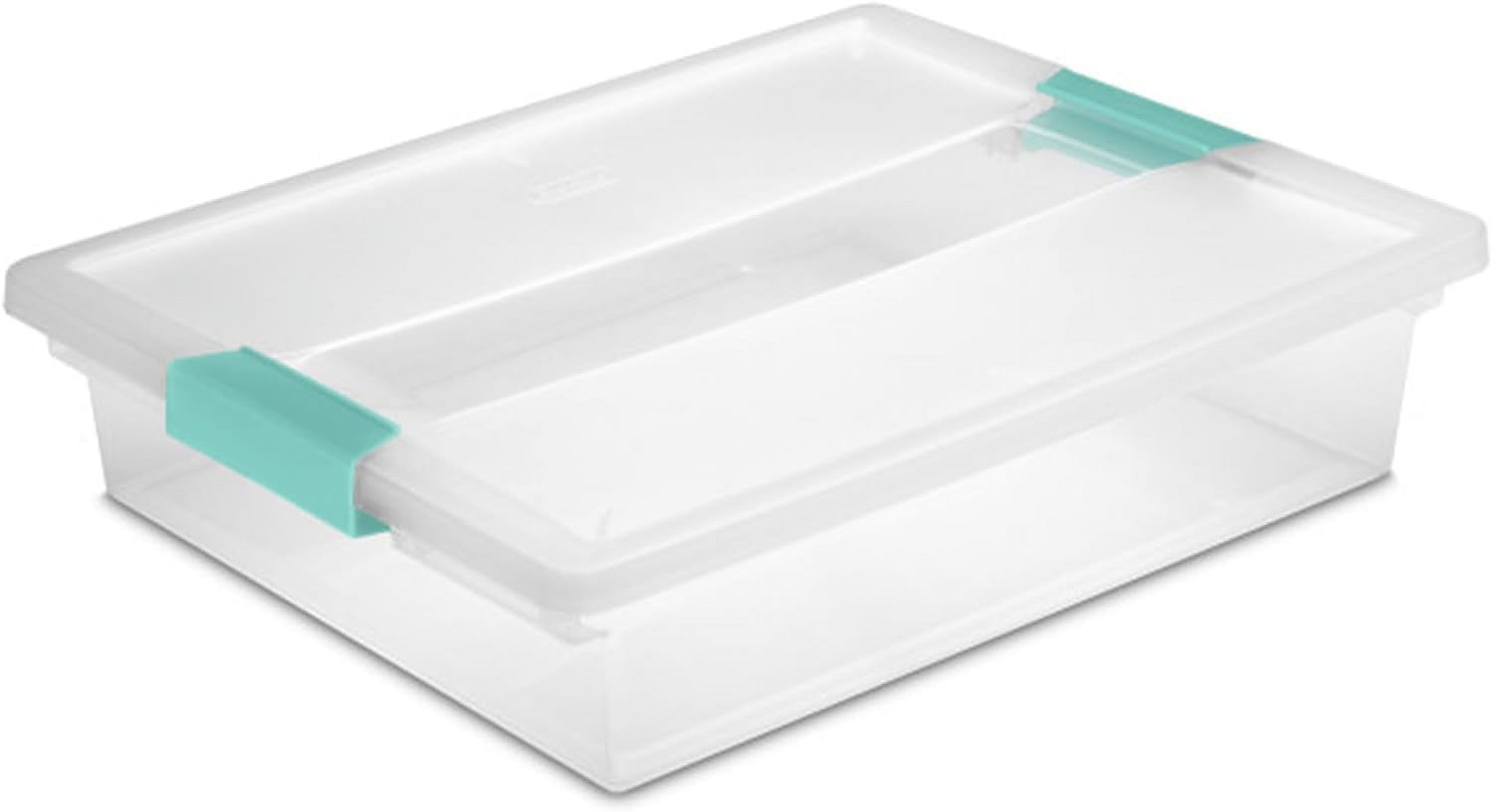 Deep Clip Box, Stackable Small Storage Bin with Latching Lid, Plastic ...