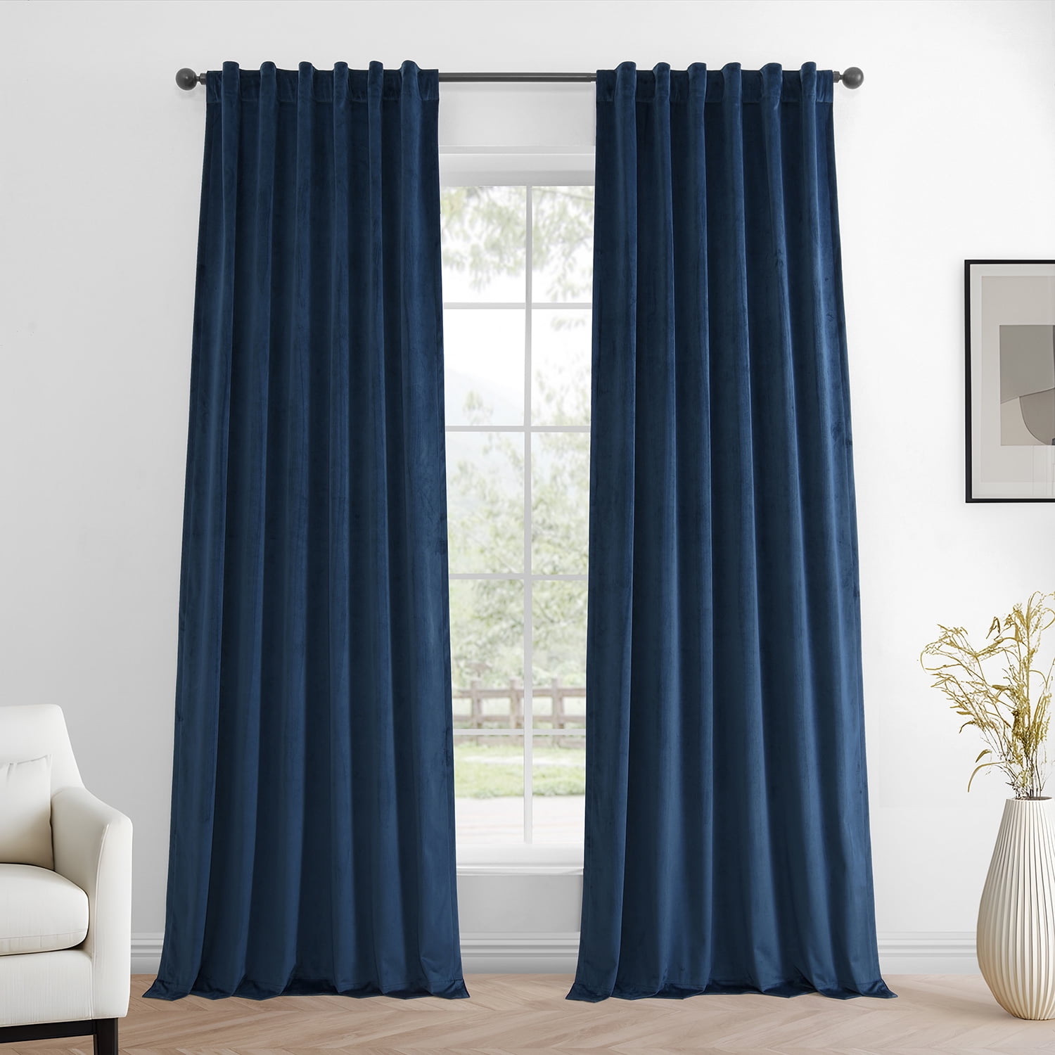Deep Cobalt Blue Simply Velvet Room Darkening Curtain Pair (2 Panels ...
