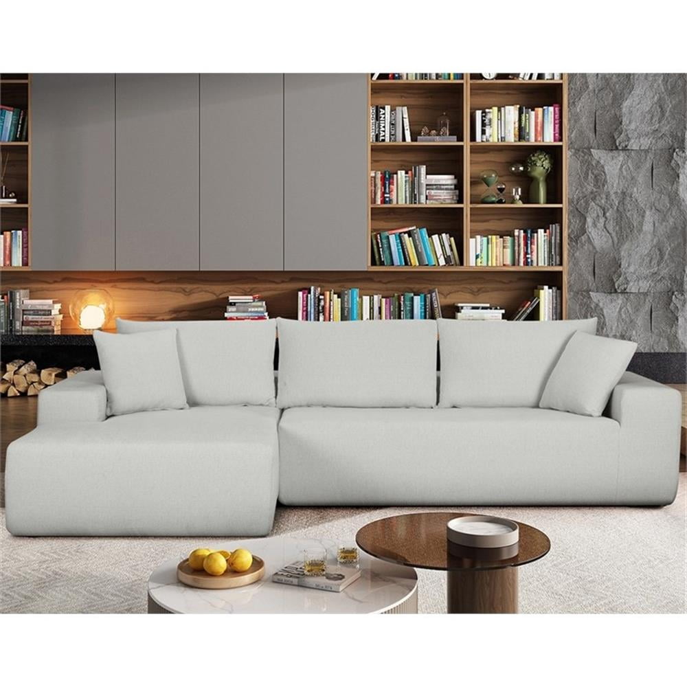 Deep Couch White Chenille Fabric Sofa 108" Modern Sectional Sleeper ...