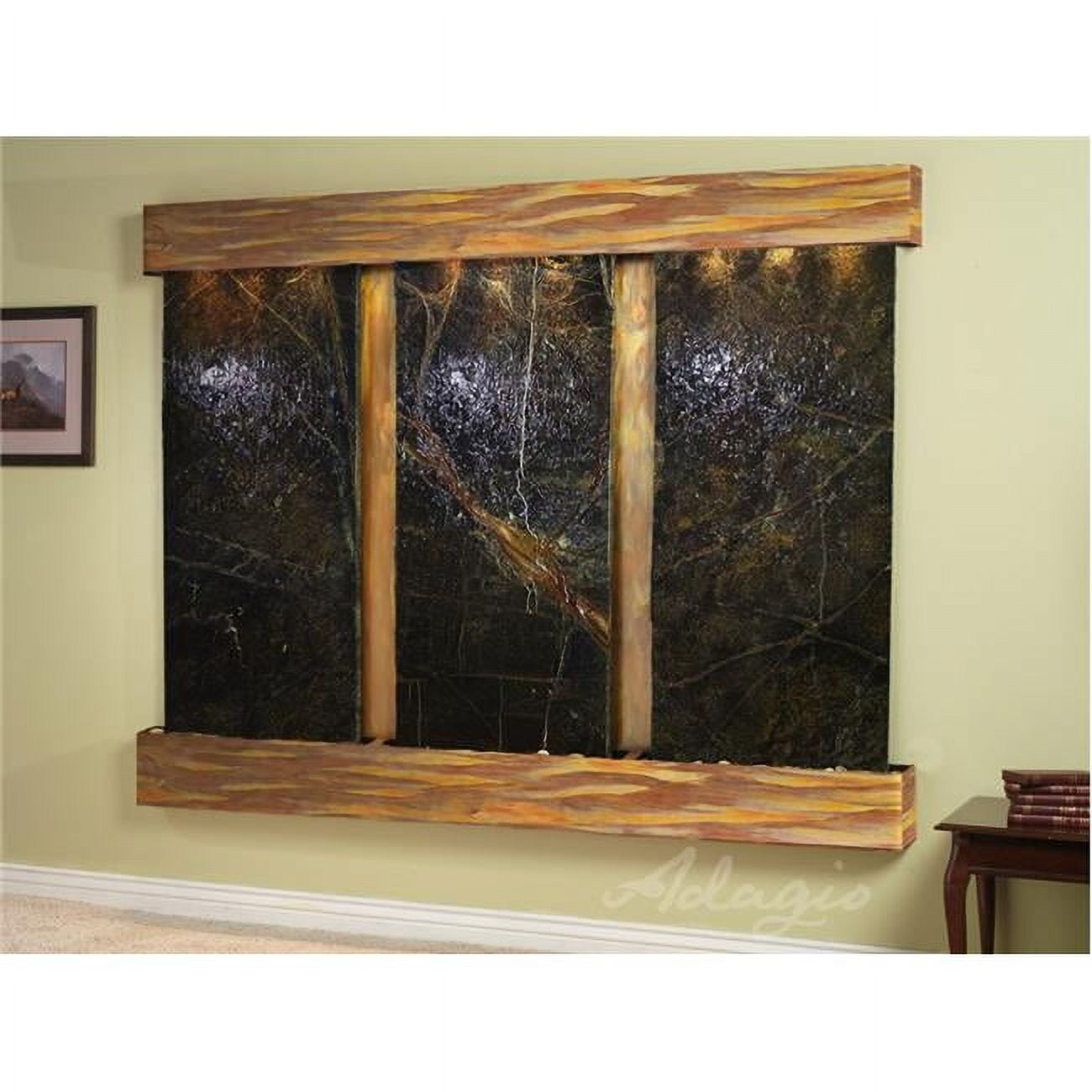 Deep Creek Falls Square Rustic Copper Green Marble Wall Fountain ...