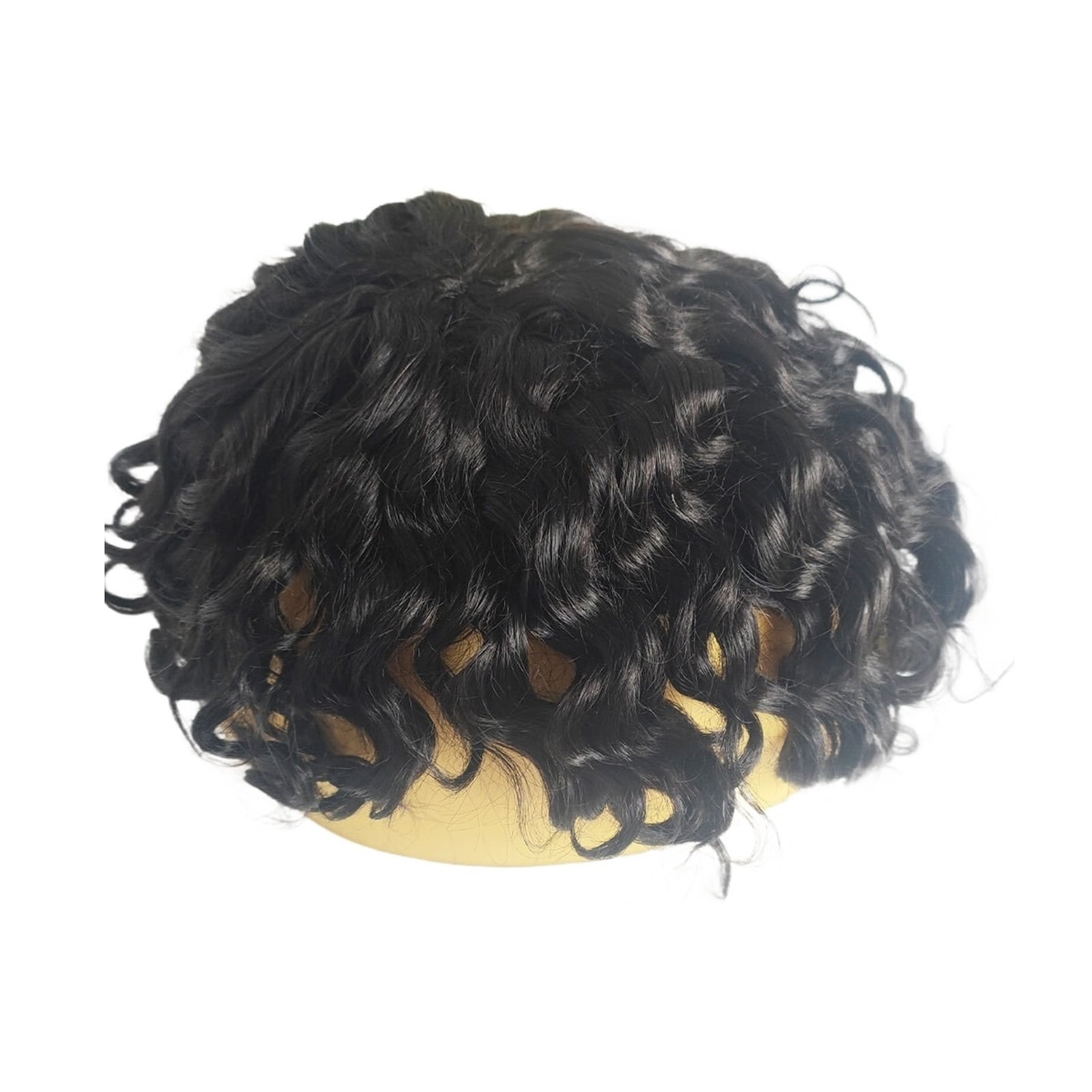 Deep Curly Fine Mono Human Hair Mens Toupee Hairpiece Replacement ...