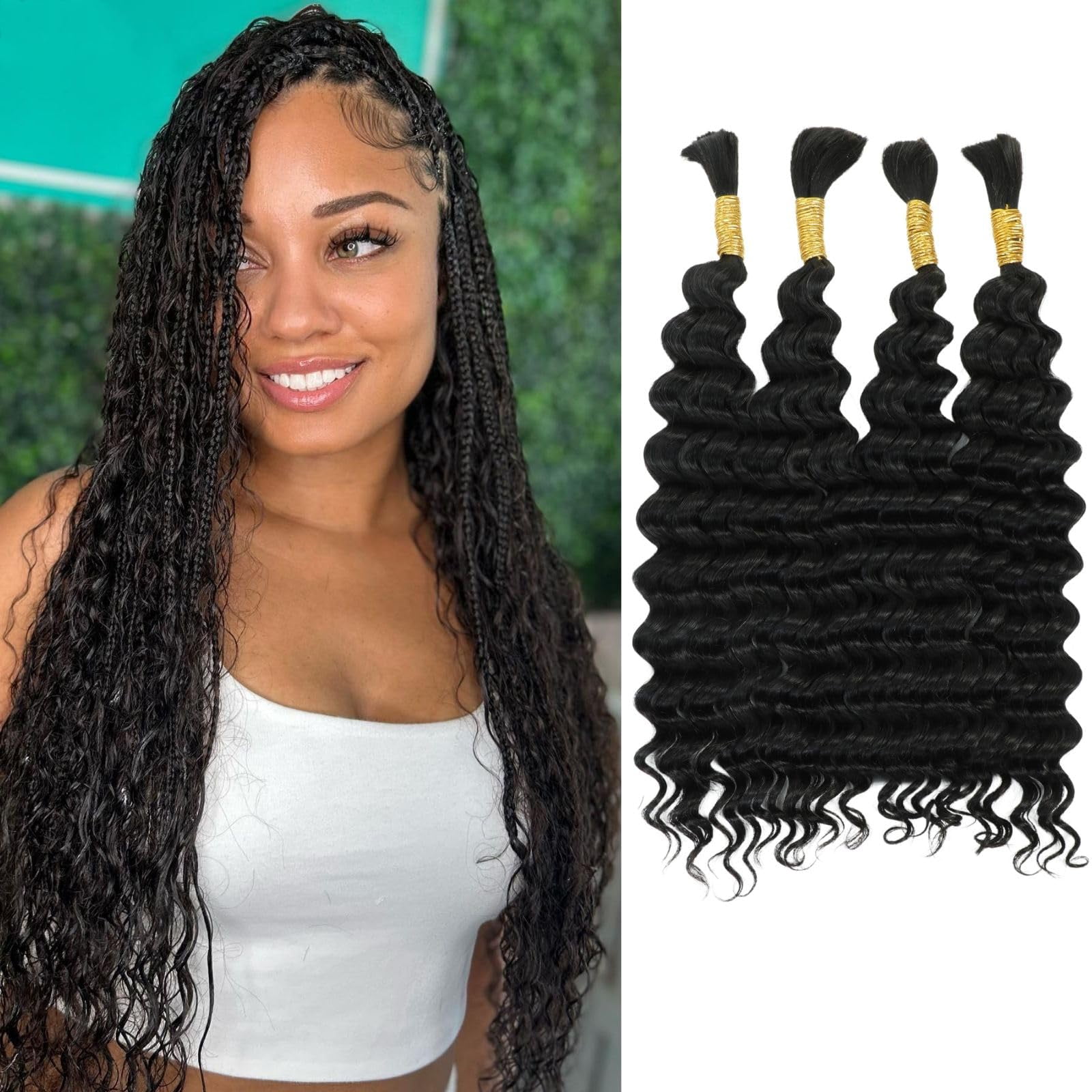Deep Curly Human Braiding Hair For Boho Braids Soft Thick Bulk Braiding ...