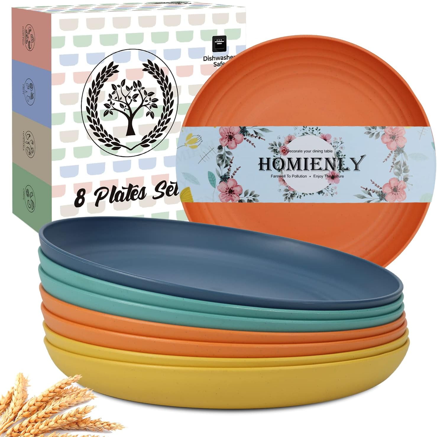 PHYSUN-Deep Dinner Plates Set of 8 Alternative for Plastic Plates ...