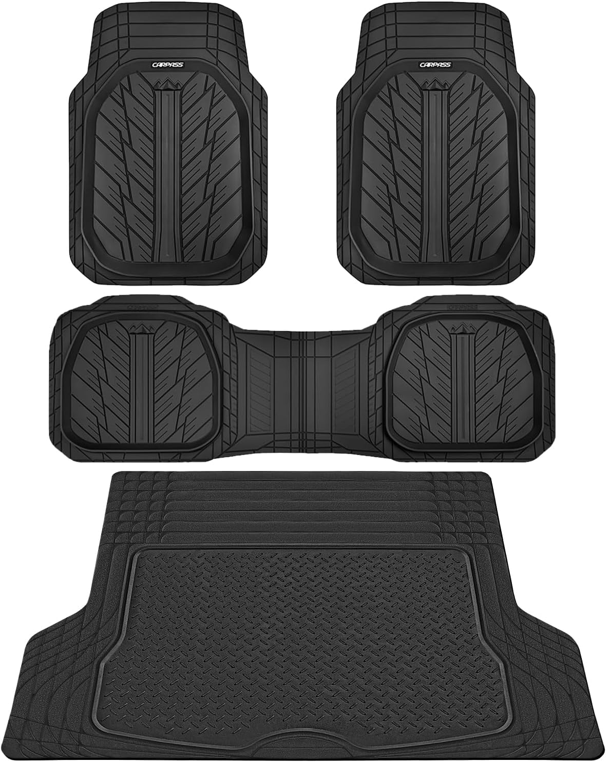 Deep Dish Floor Mats for Cars, Heavy Duty Rubber Floor Mats with Trunk ...