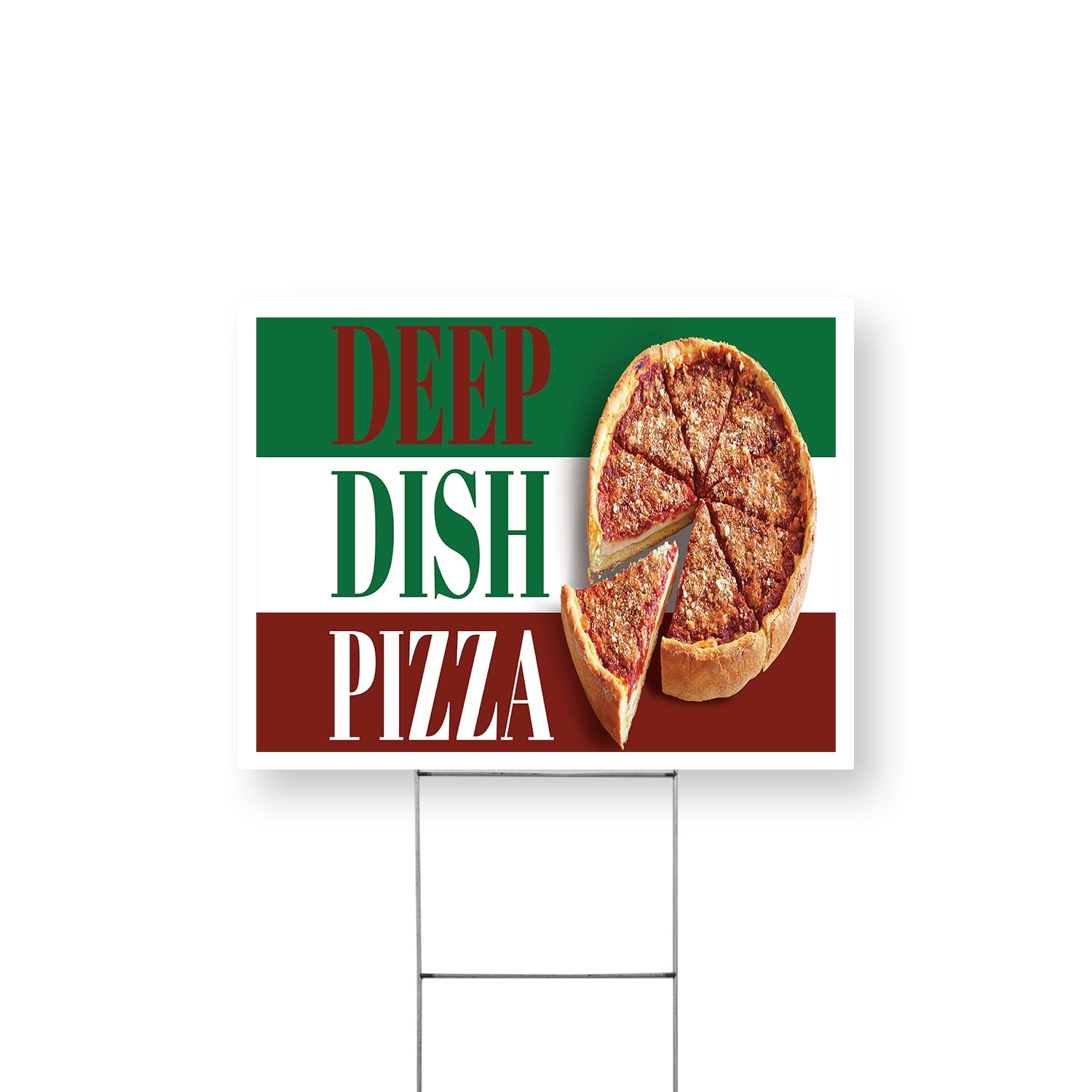 Deep Dish Pizza Yard Sign 12 Inch x 16 Inch Double Sided Weatherproof ...