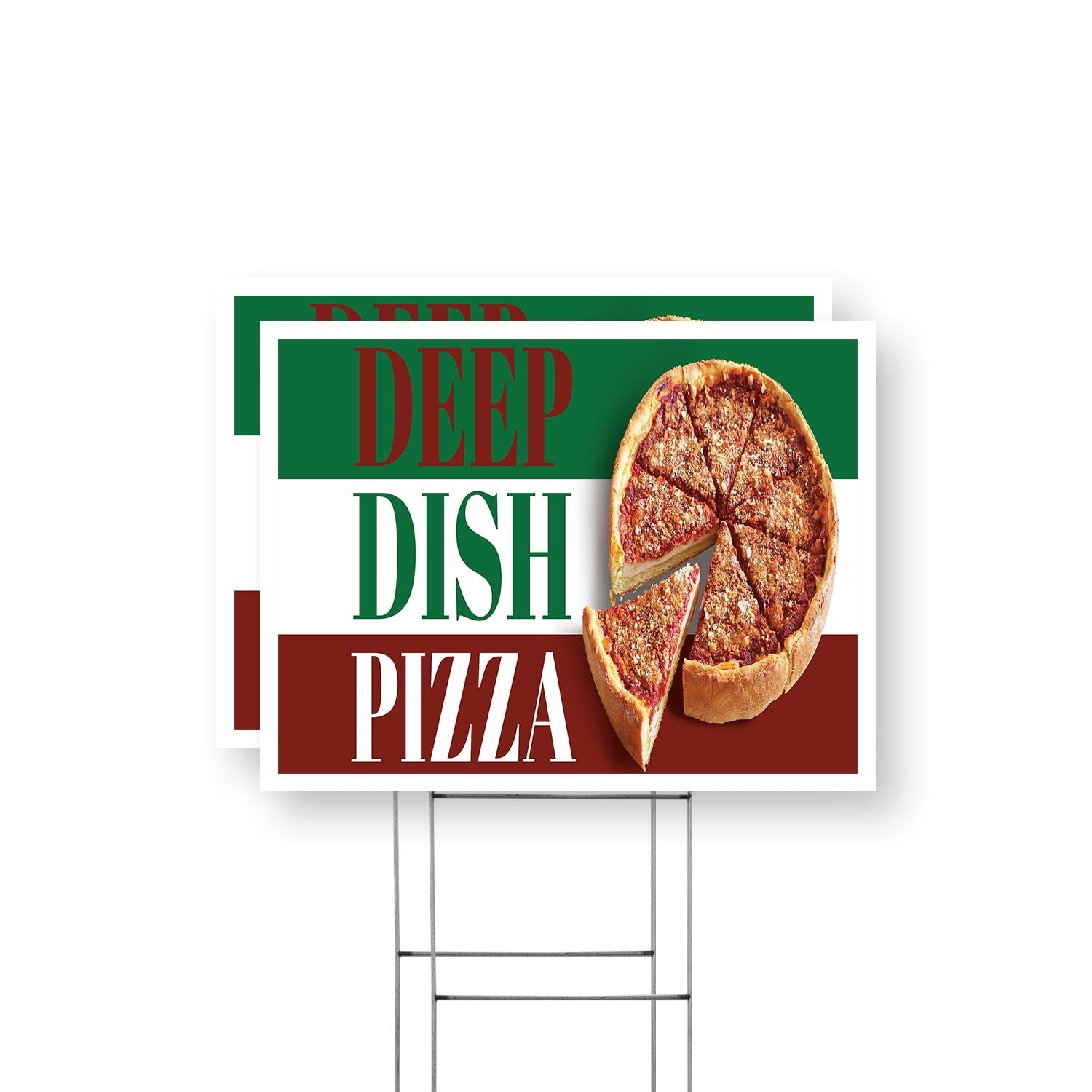 Deep Dish Pizza Yard Sign 2 Pack of 12 Inch x 16 Inch Double Sided ...