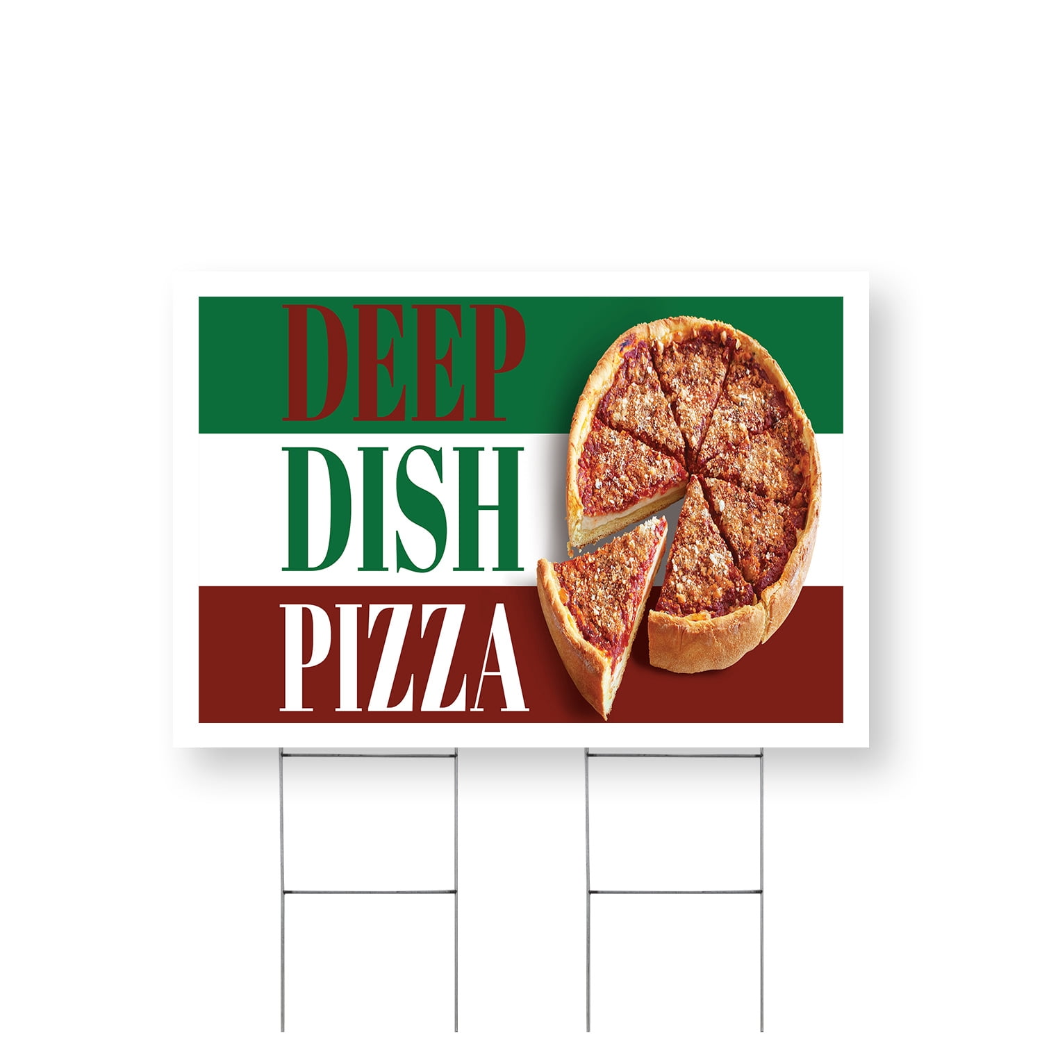Deep Dish Pizza Yard Sign 24 Inch x 36 Inch Double Sided Weatherproof ...