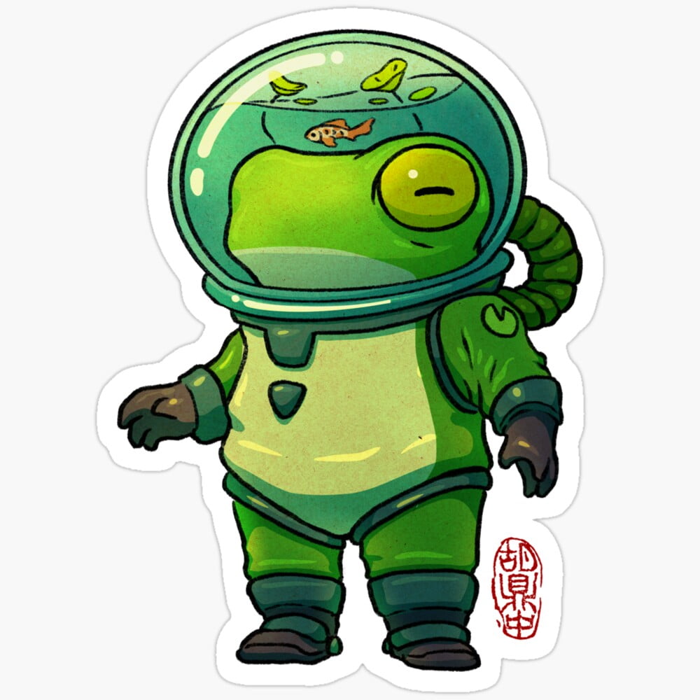 Deep Diver Frog Asian Artwork Stickerphone Decal Water Bottle Stickers ...