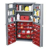 Deep Door Bin Cabinet with 72 Red Bins & Shelves & Unassembled - Gray ...