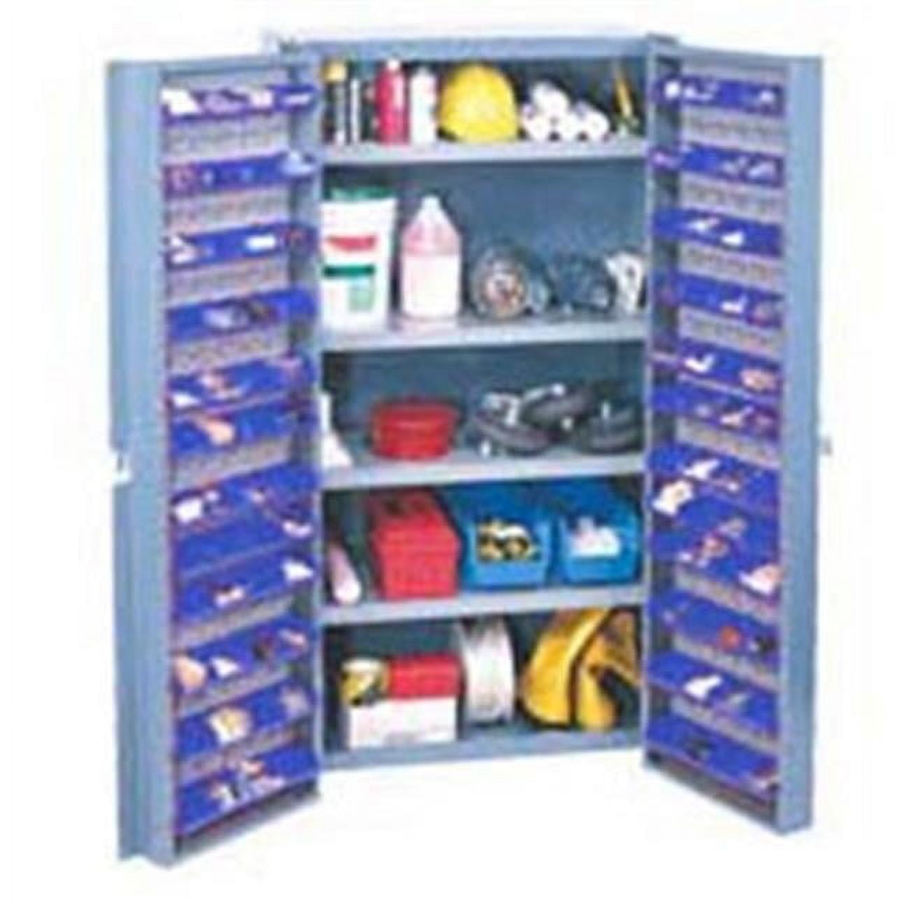 Deep Door Bin Cabinet with 96 Blue Bins & Shelves Unassembled - Gray ...