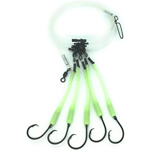 Deep Drop Fishing Rig, 5 Demon Circle 6/0 Hooks with Glow Sleeve, Deep ...