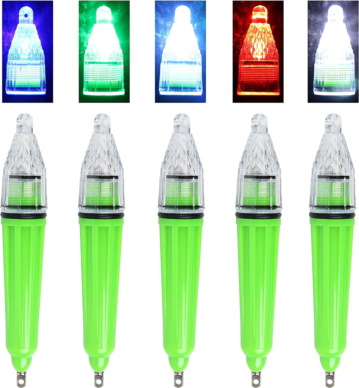 Deep Drop LED Fishing Lure Light,6.7in 5pcs Underwater Waterproof Night ...