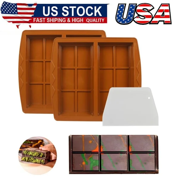 Deep Dubai Chocolate Bar Mold, 2Pcs Silicone Chocolate Bar Molds With ...
