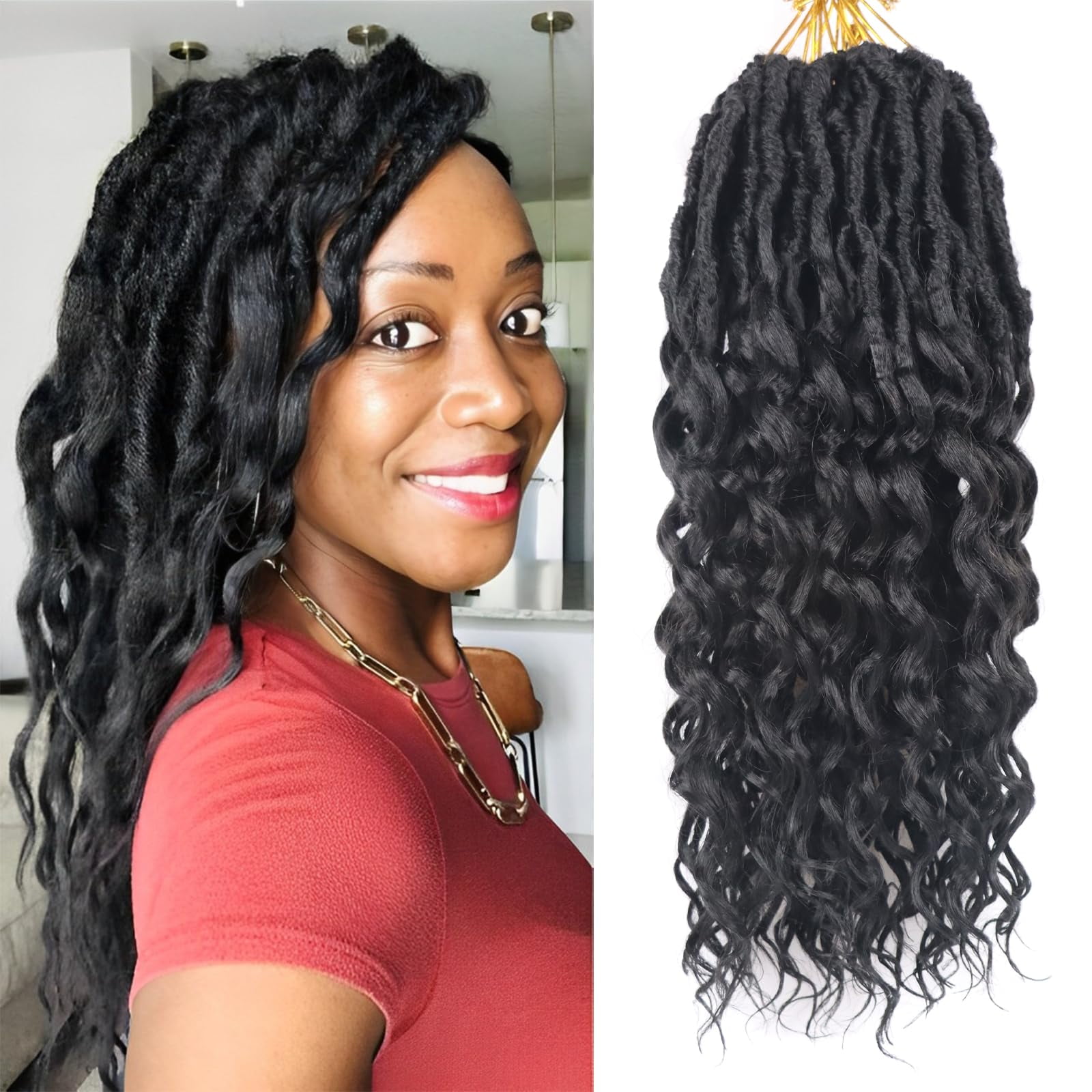 Deep Faux Locs Crochet Hair 14 Inch 8 Packs Goddess Locs Crochet Hair ...