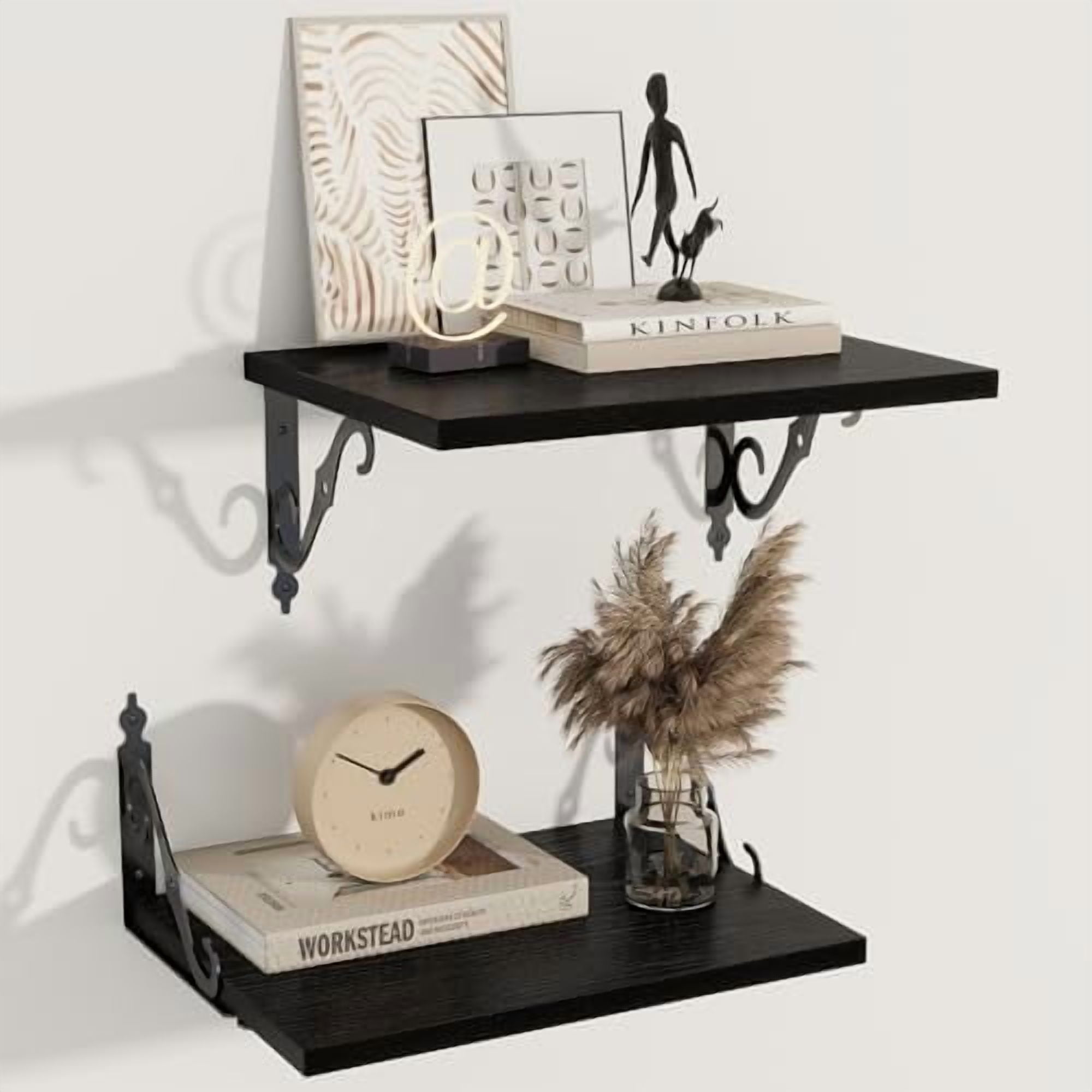 Deep Floating Shelves, 16" W x 12" D Wall Shelves Set of 2, Wide ...