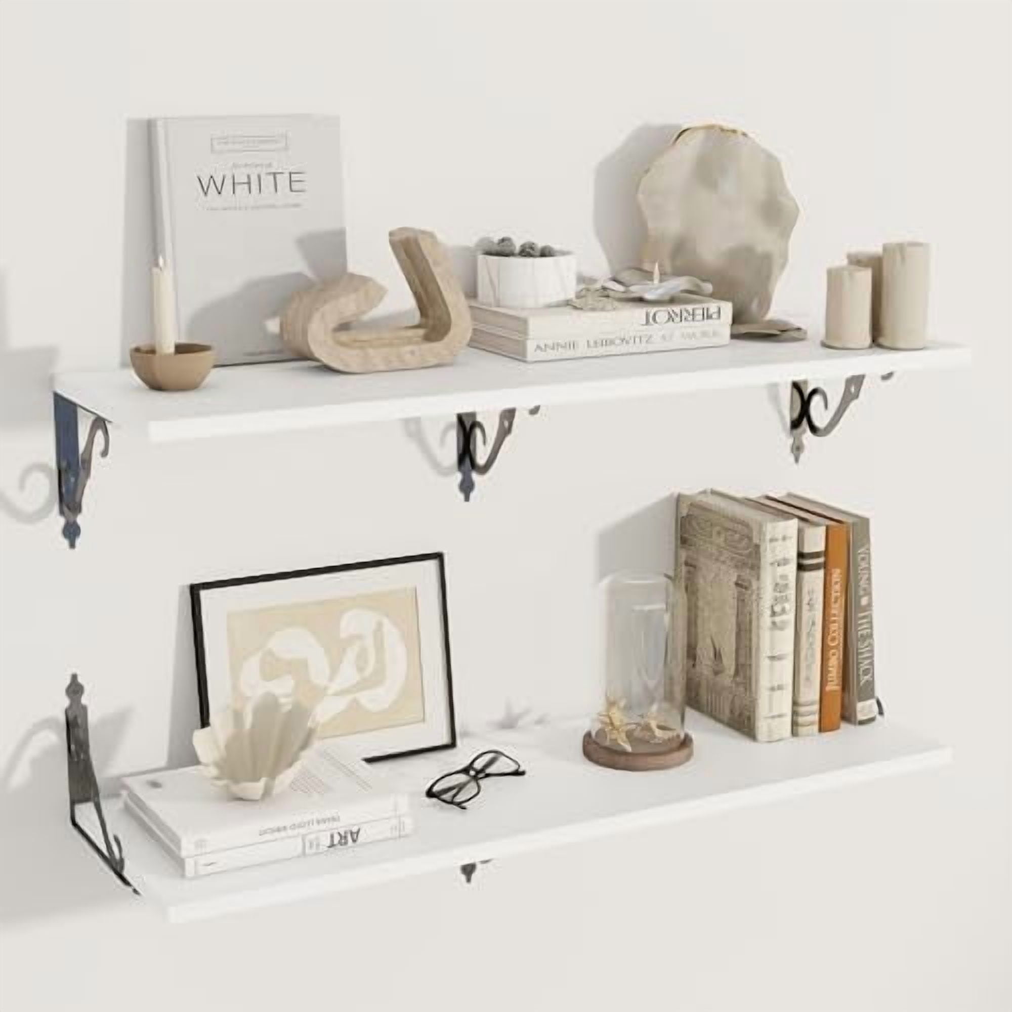 Deep Floating Shelves, 31" W x 12" D Wall Shelves Set of 2, Wide ...