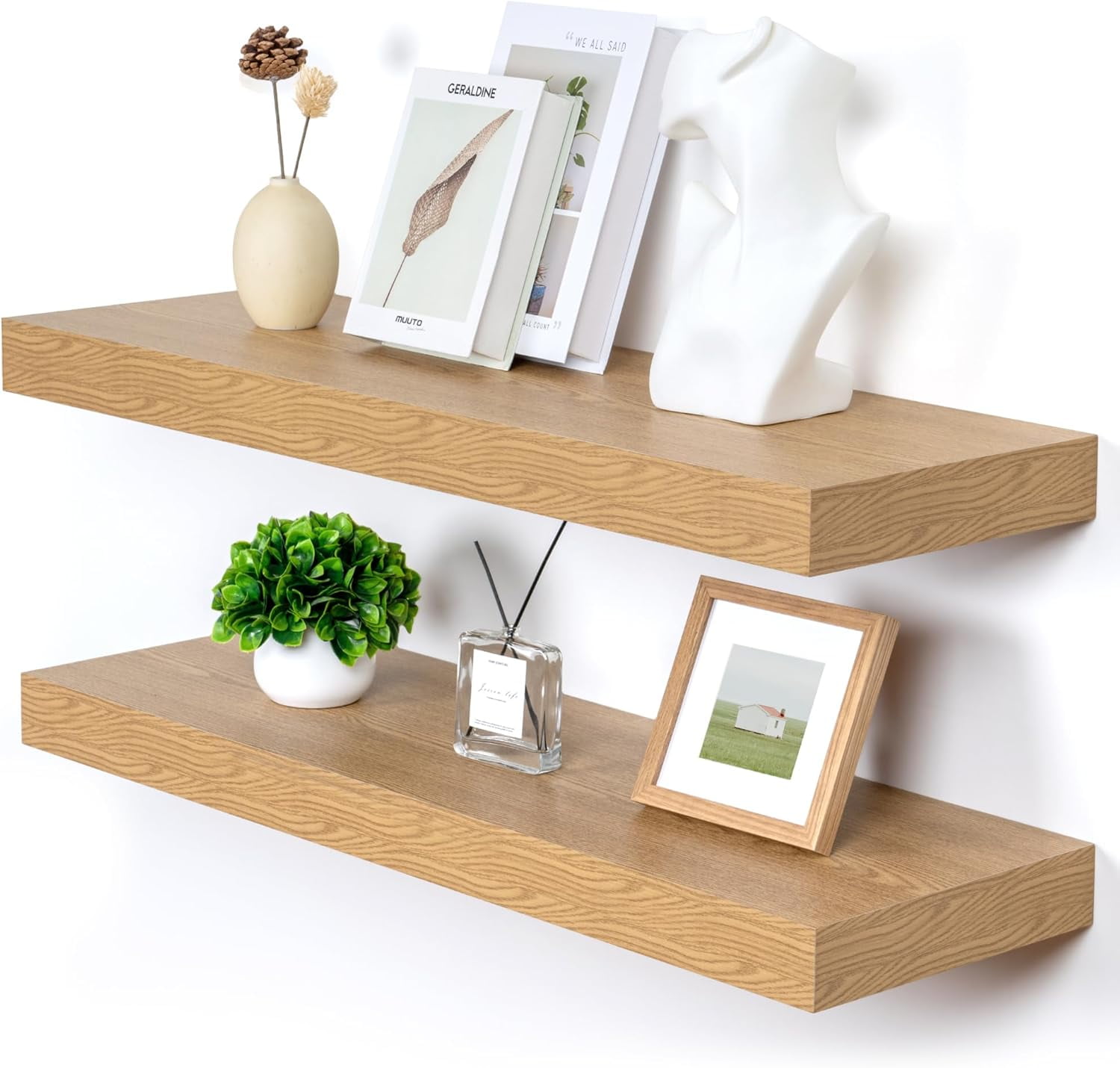 Deep Floating Shelves, 36W x 12D Rustic Large Floating Shelves Set of 2 ...