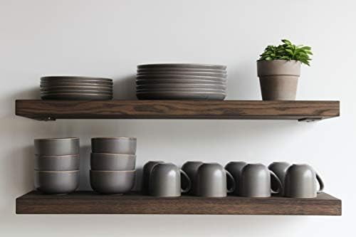 Deep Floating Shelves | Torched Oak Hardwood Shelves with Low Profile ...