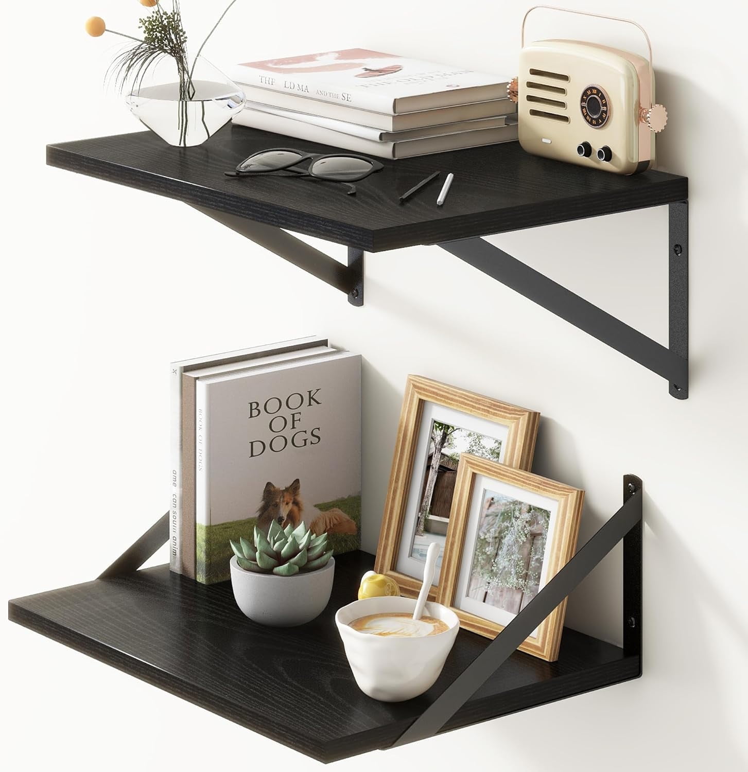 Deep Floating Shelves for Wall, 12 Inch Deep Black Floating Shelves Set ...