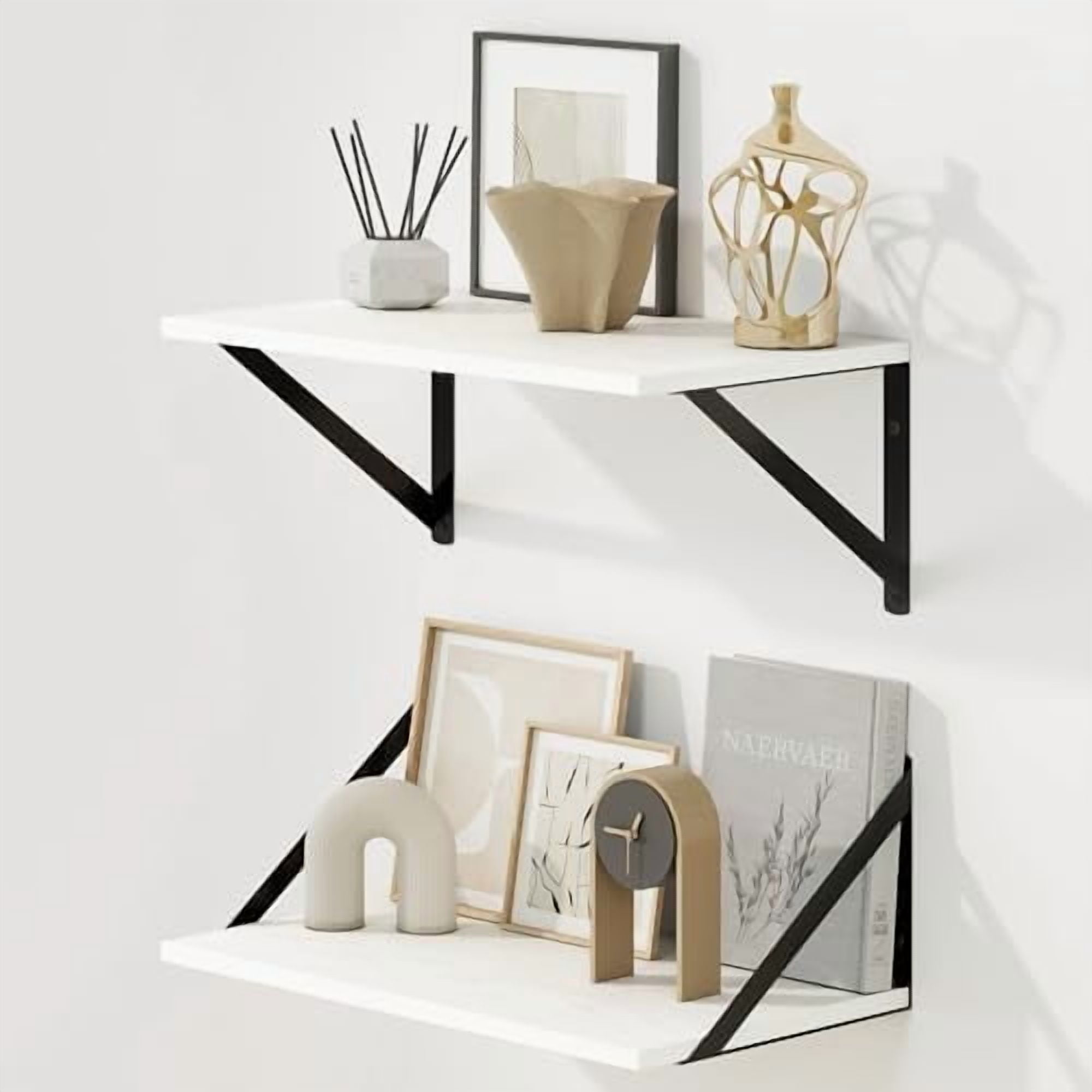 Deep Floating Shelves for Wall, 24W x 8D Wall Mounted Shelves Set of 2 ...