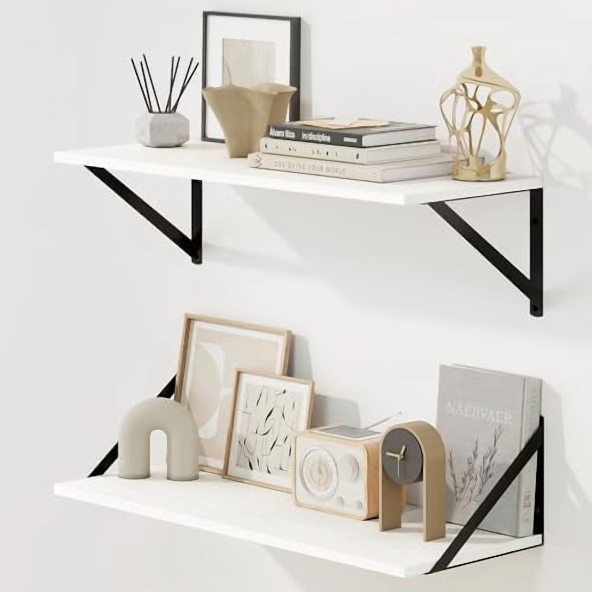 Deep Floating Shelves for Wall, 24W x 8D Wall Mounted Shelves Set of 2 ...