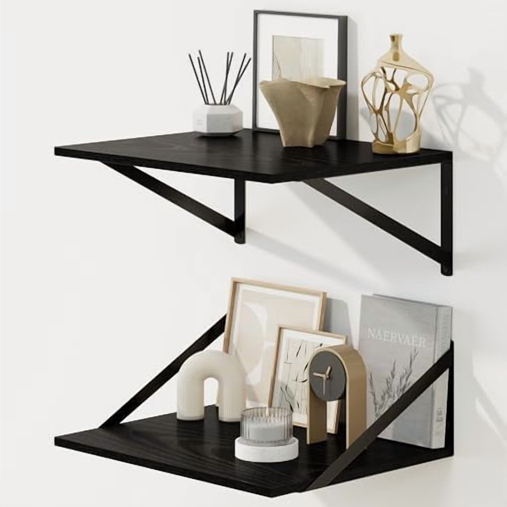 Deep Floating Shelves for Wall, 24W x 8D Wall Mounted Shelves Set of 2 ...