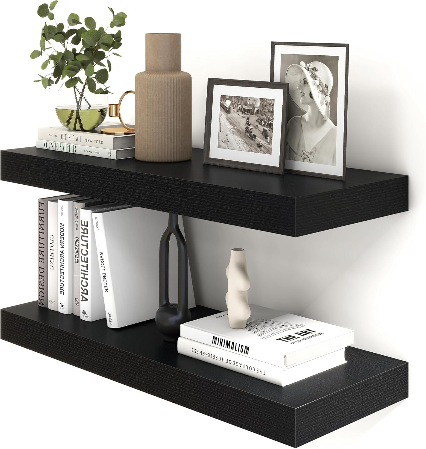 Deep Floating Shelves for Wall | 30W x 12D Black Floating Shelves Set ...