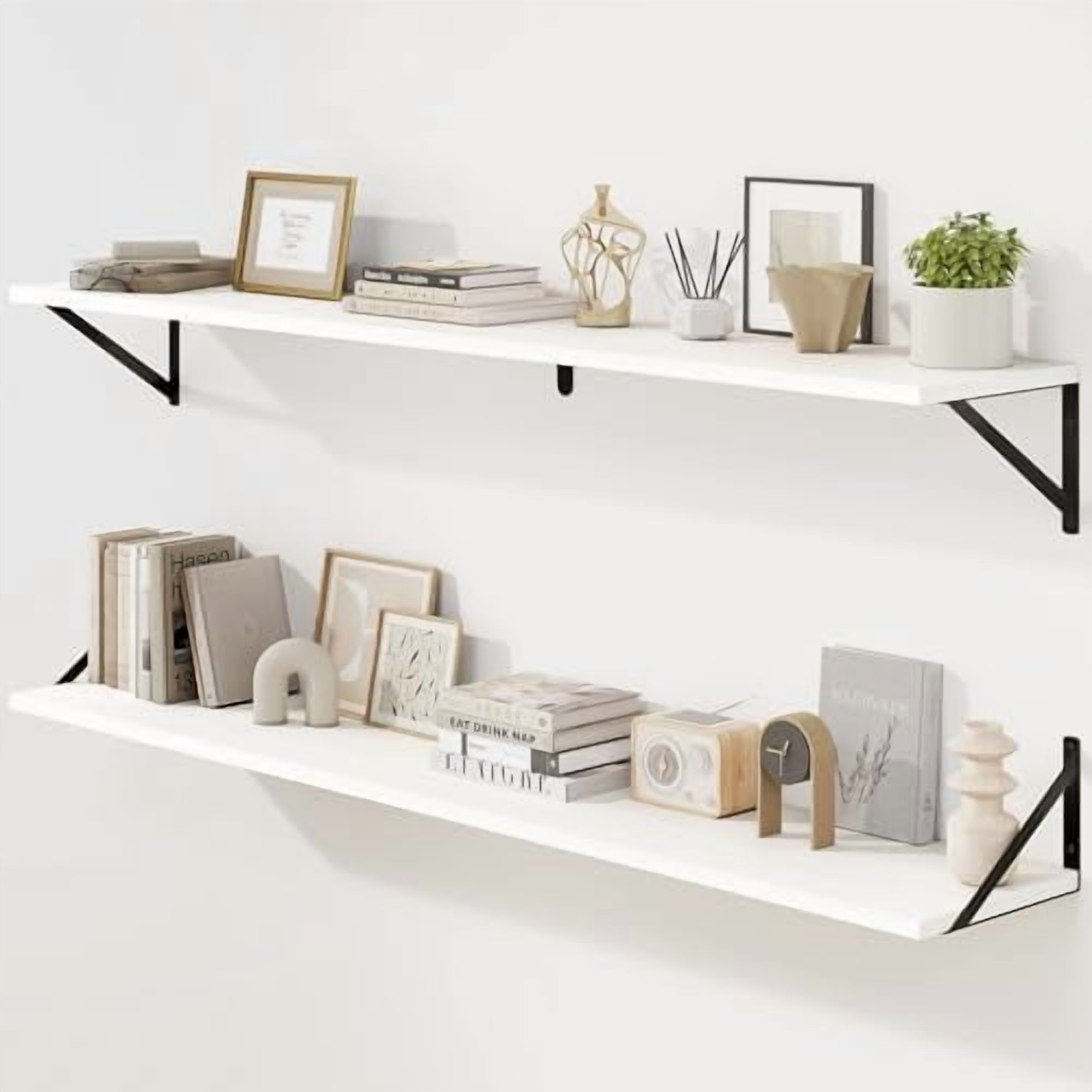 Deep Floating Shelves for Wall, 36W x 8D Wall Mounted Shelves Set of 2 ...
