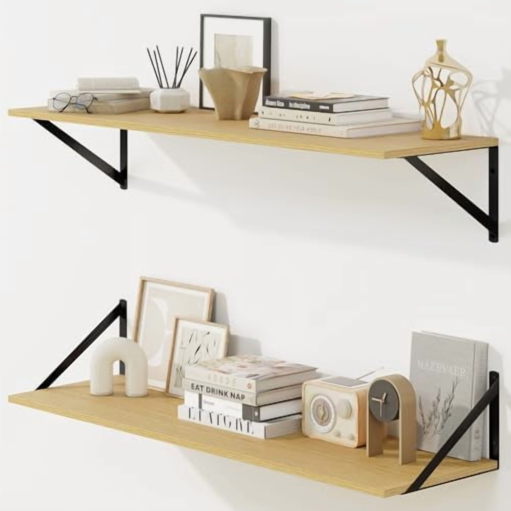 Deep Floating Shelves for Wall, 36W x 8D Wall Mounted Shelves Set of 2 ...