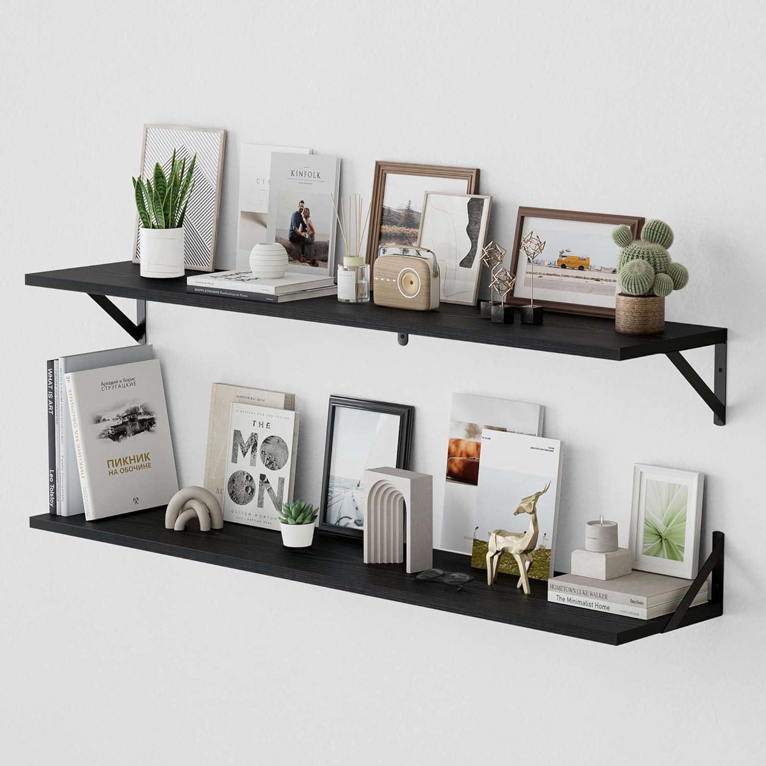 Deep Floating Shelves for Wall, 48W x 8D Wall Mounted Shelves Set of 2 ...