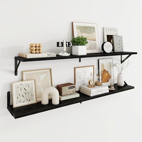 Deep Floating Shelves for Wall, 48W x 8D Wall Mounted Shelves Set of 2 ...