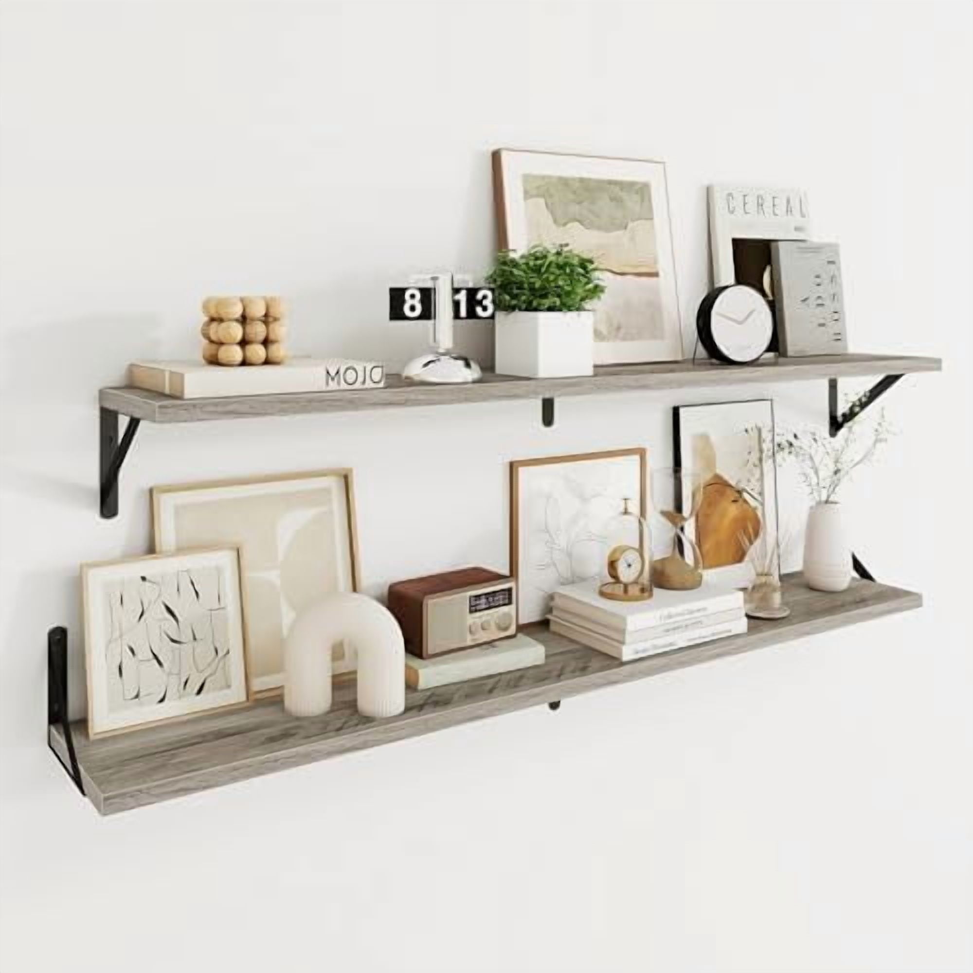 Deep Floating Shelves for Wall, 48W x 8D Wall Mounted Shelves Set of 2 ...