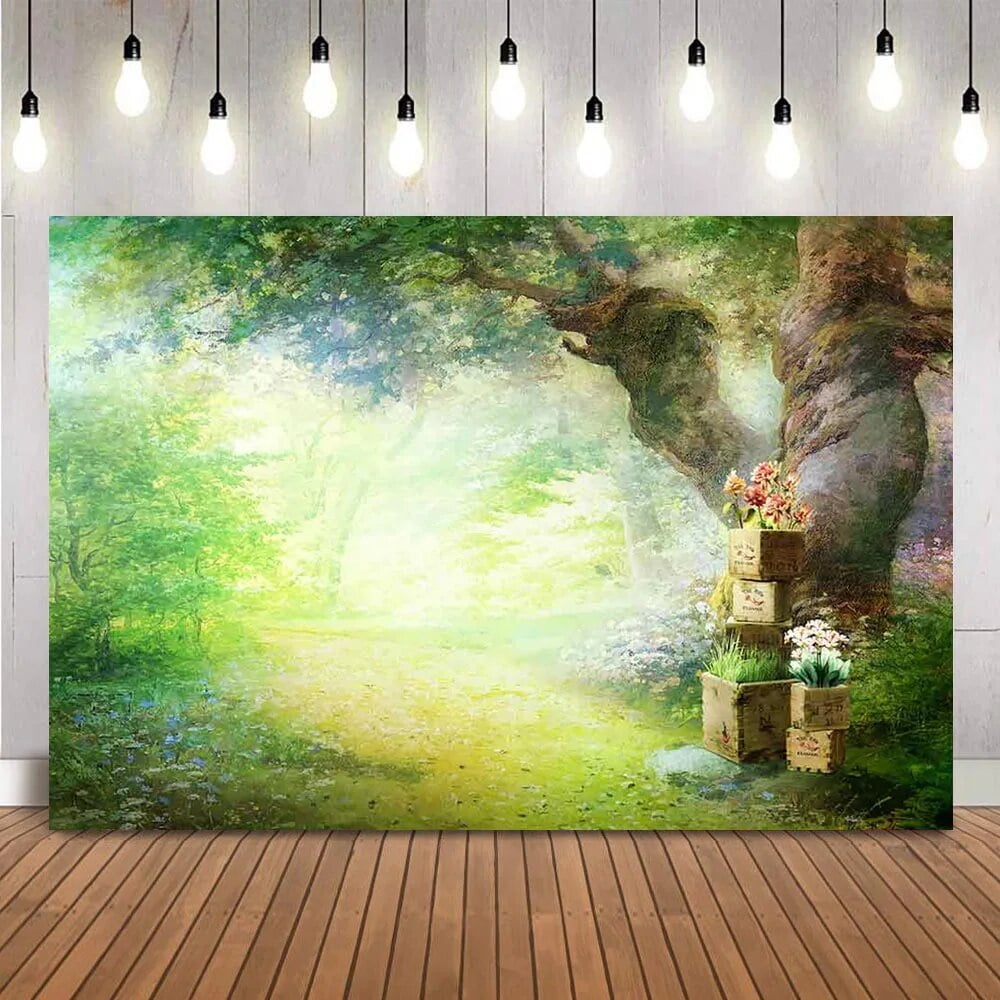 Deep Forest Backdrop Green Spring Landscapes Newborn Baby Portrait ...