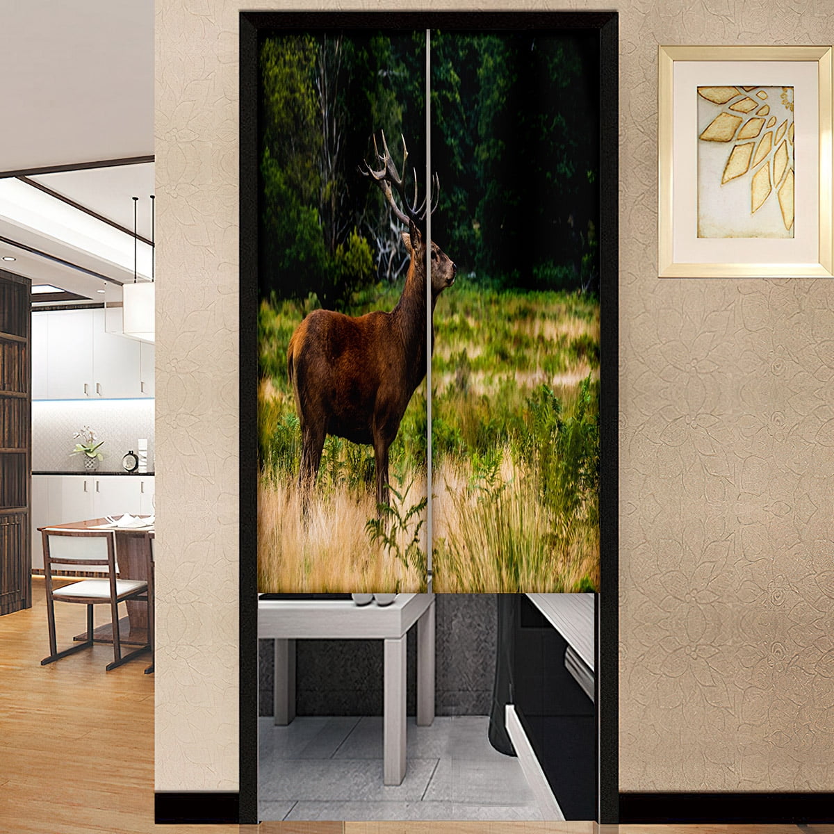 Deep Forest Elk River Print Door Curtains Traditional Chinese Panel ...