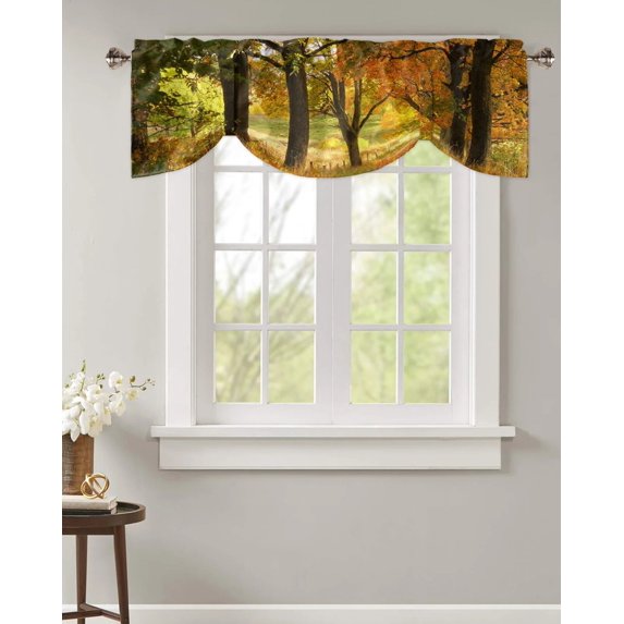 Deep Forest Maple Leaves Trees Window Curtain Kitchen Cabinet Coffee ...