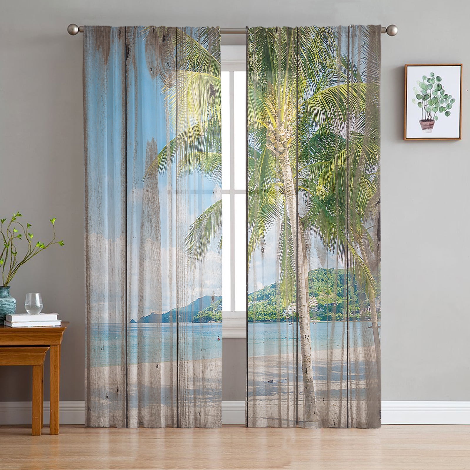Deep Forest Snow Scene Tulle Curtains for Living Room Drapes Window ...