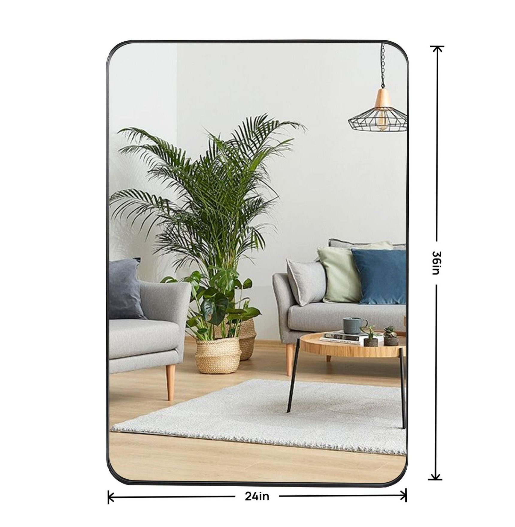 Deep Frame 24" x 36" Rectangle Mirror, Modern Dresser Mirror Wall ...