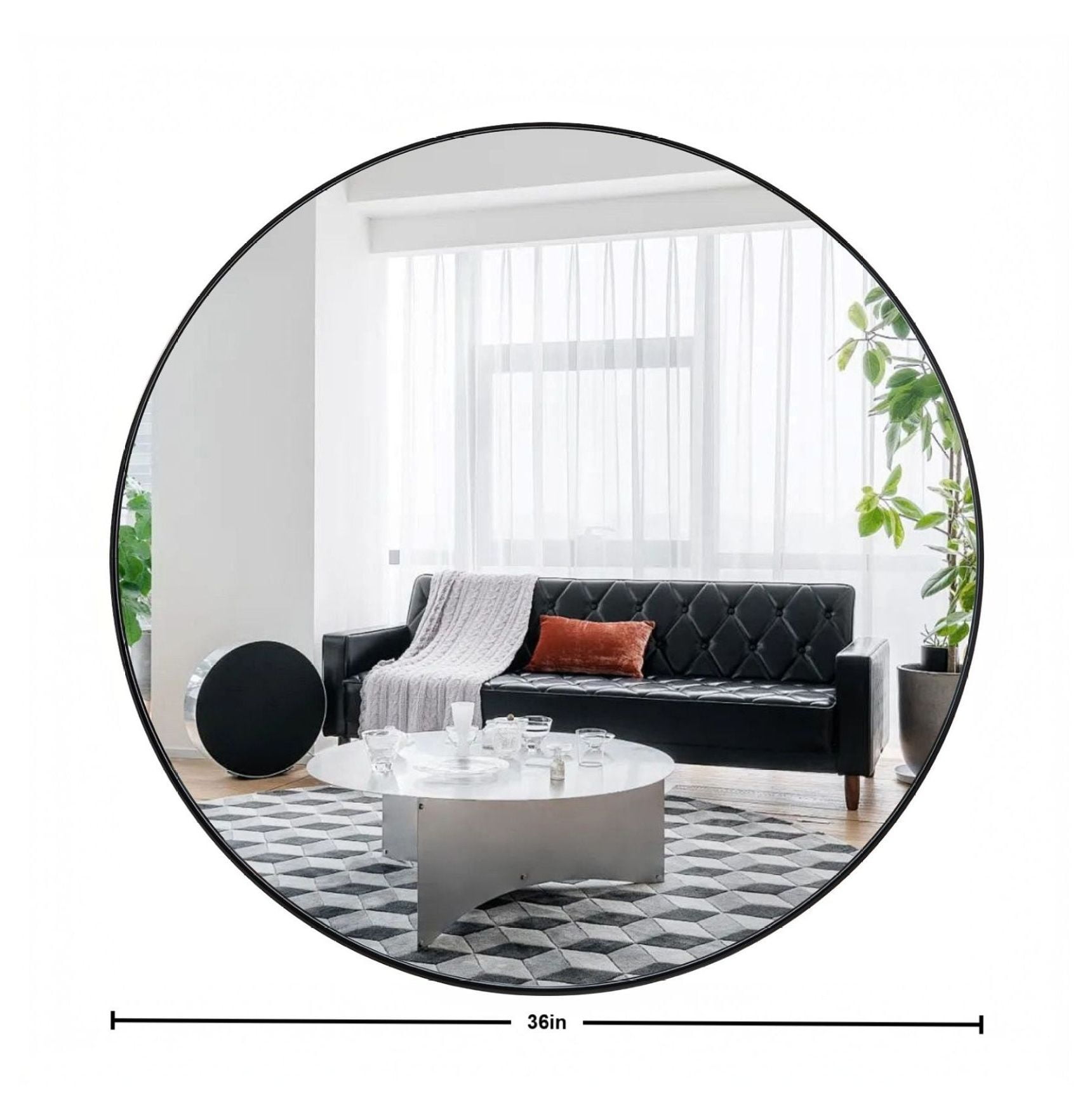 Deep Frame 36" Round Mirror, Modern Dresser Mirror Wall Mounted Decor ...