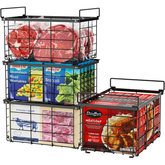 Deep Freezer Organizer Bins - 4 Pack Large Freezer Organizer for 5 to 7 ...