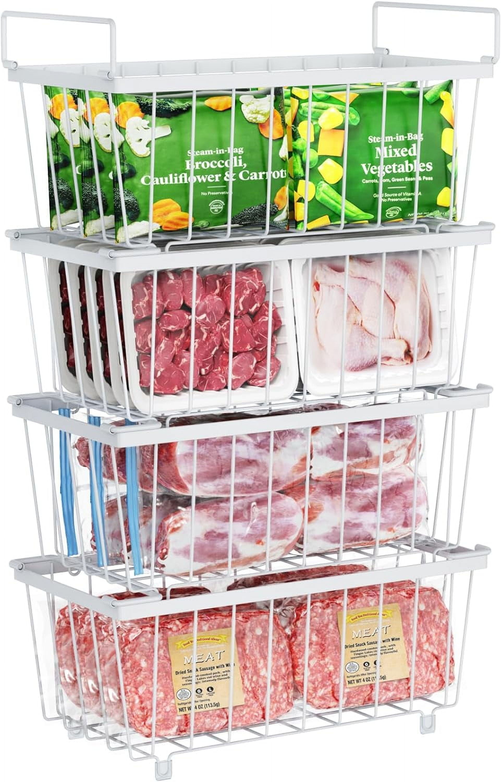 Deep Freezer Organizer Bins - 4 Pack Stackable Small Freezer Organizer ...