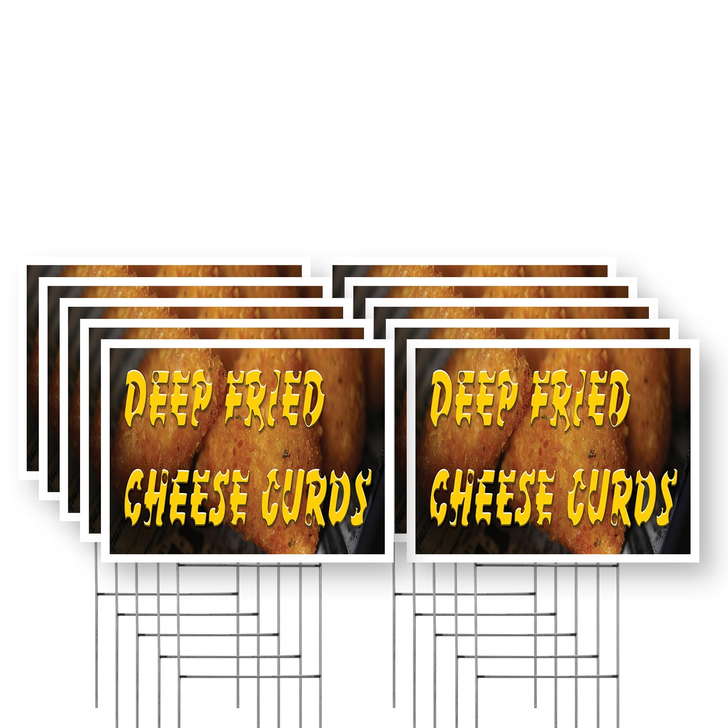Deep Fried Cheese Curds Yard Sign 10 Pack of 18 Inch x 24 Inch Double ...